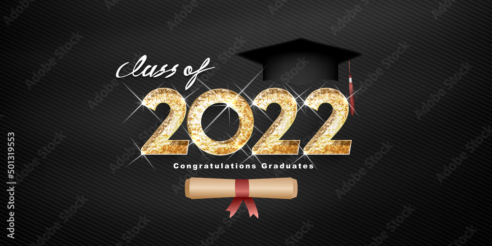 Class of 2022 Vector text for graduation gold design, congratulation ...