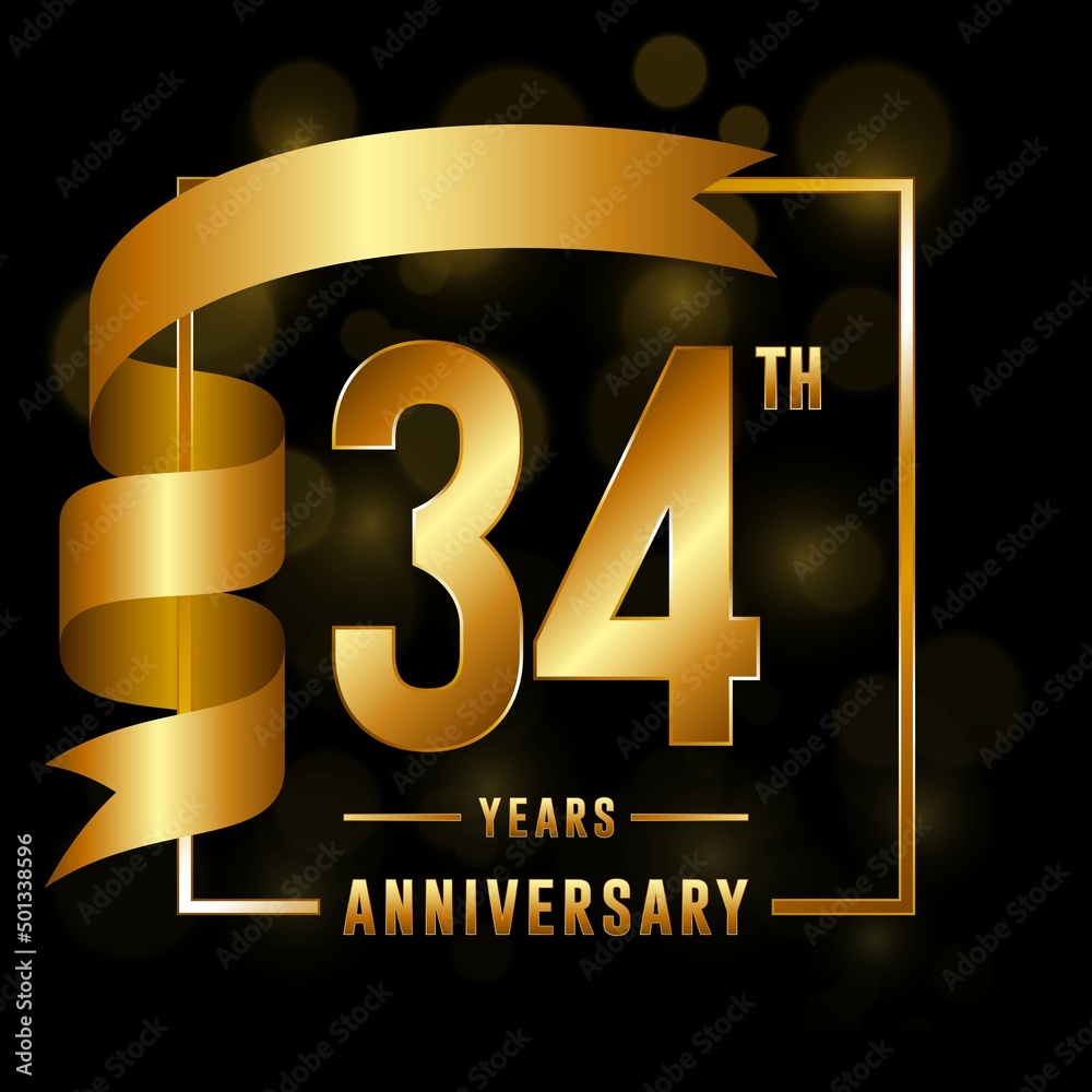 34th Anniversary logotype. Anniversary celebration template design with ...