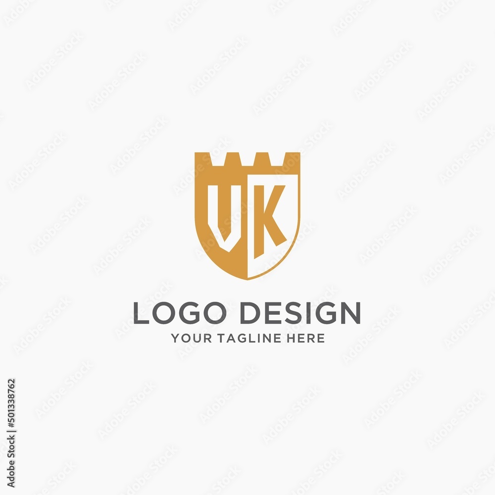 Monogram VK logo with shield and fort, elegant luxury initial logo design Stock Vector | Adobe Stock