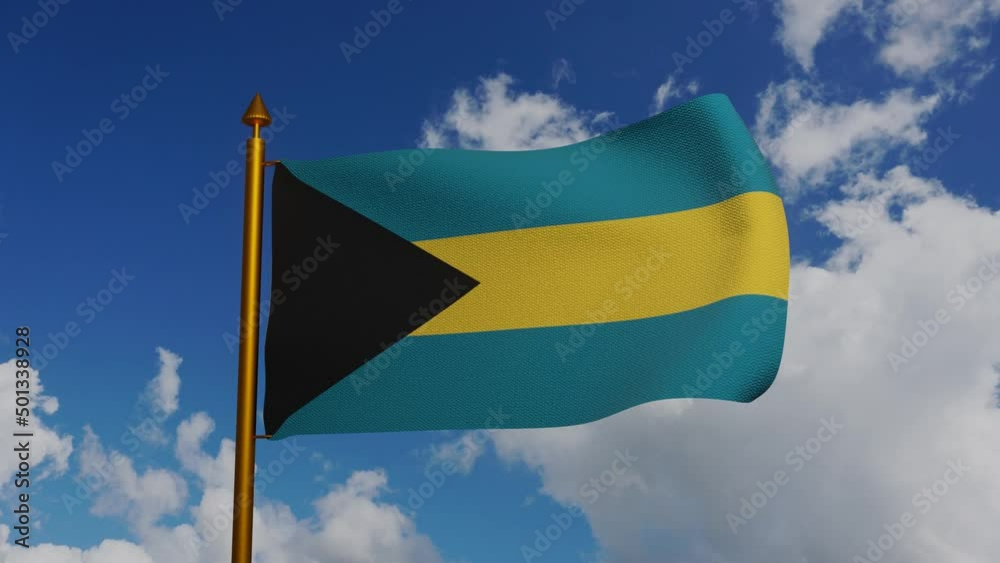 National flag of Commonwealth of The Bahamas waving 3D Render with ...