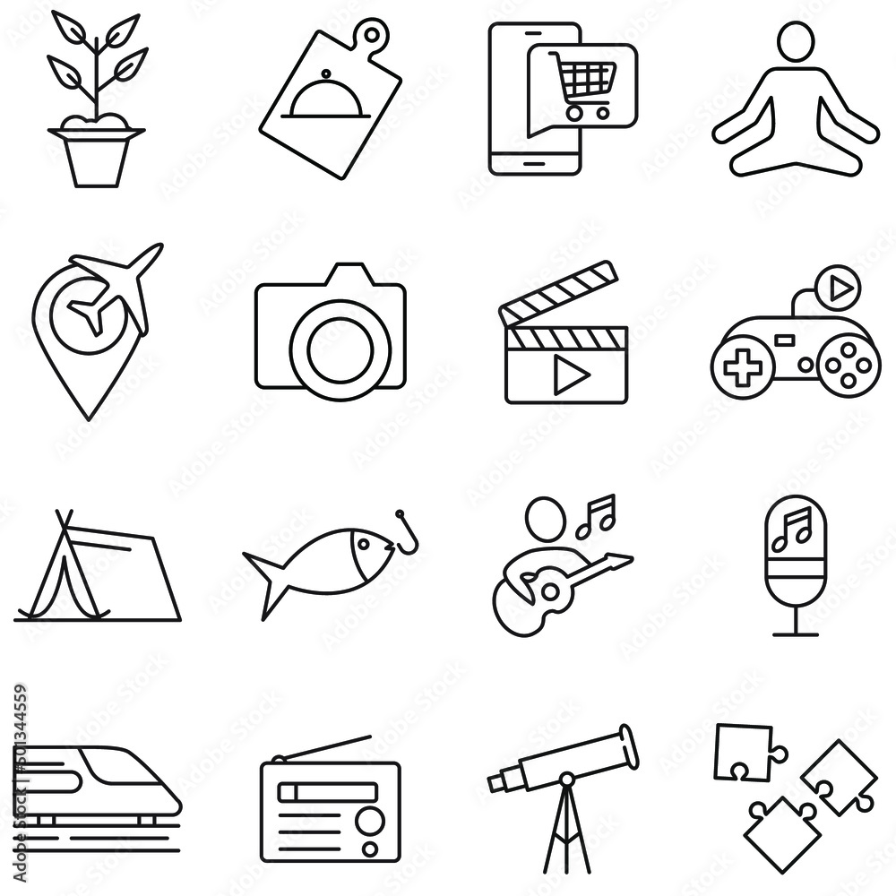 hobby icons set . hobby pack symbol vector elements for infographic web ...