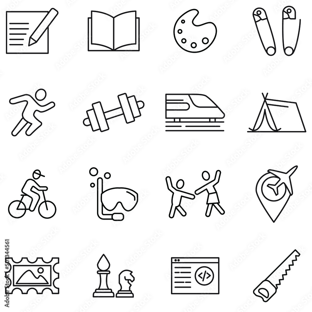 hobby icons set . hobby pack symbol vector elements for infographic web ...