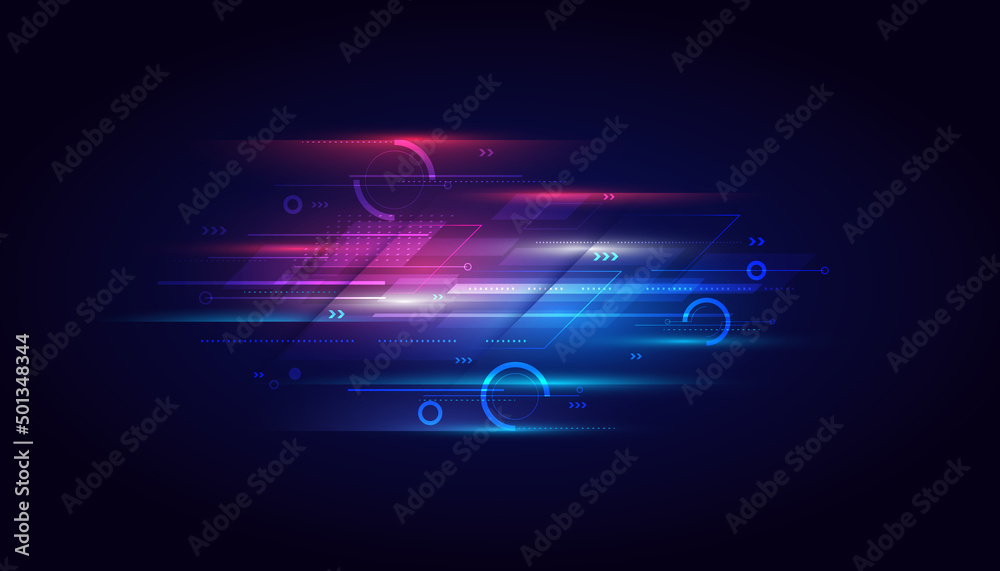 Modern abstract high-speed light effect. Technology futuristic dynamic ...
