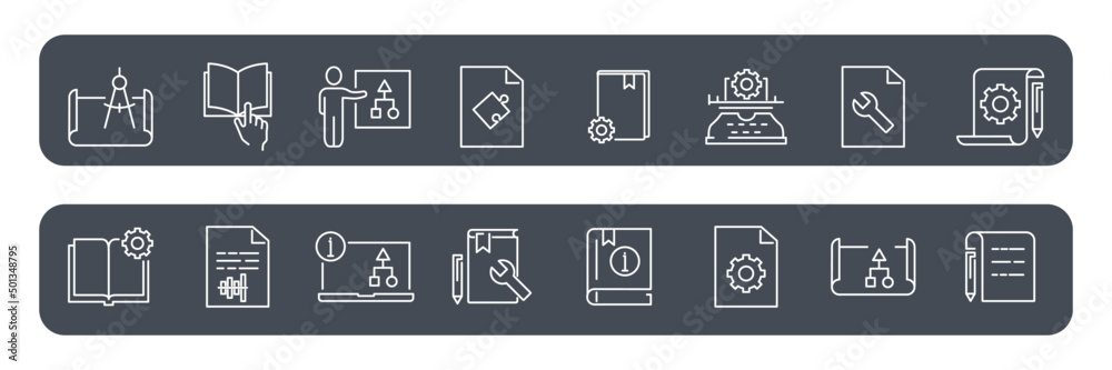 Technical Documentation icons set . Technical Documentation pack symbol vector elements for ...