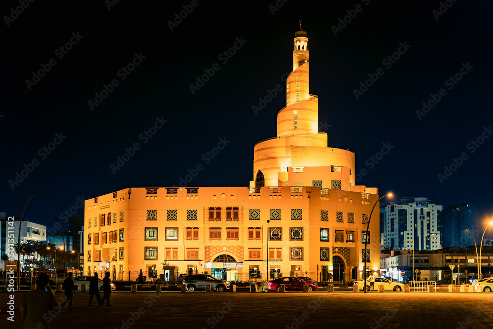 Doha, Qatar - Apr. 2020: Historical building of the mosque with a ...