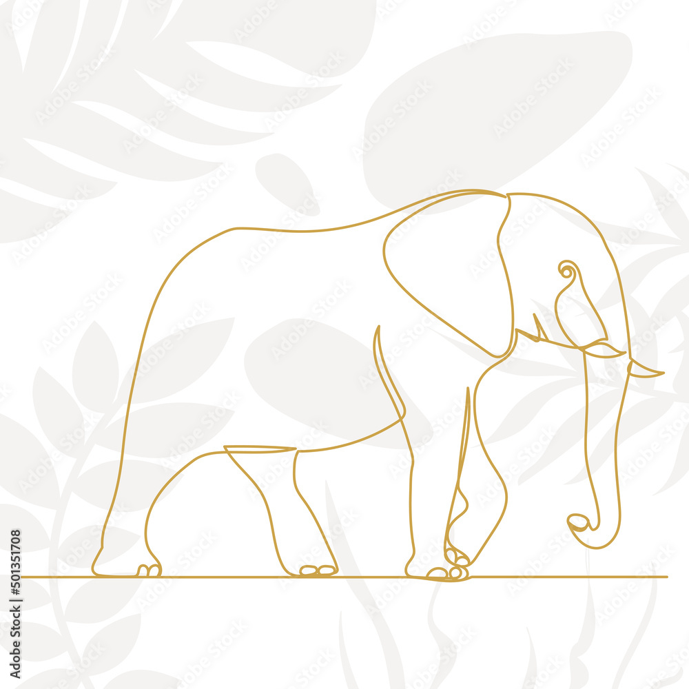 elephant continuous line drawing, sketch, on abstract background Stock ...