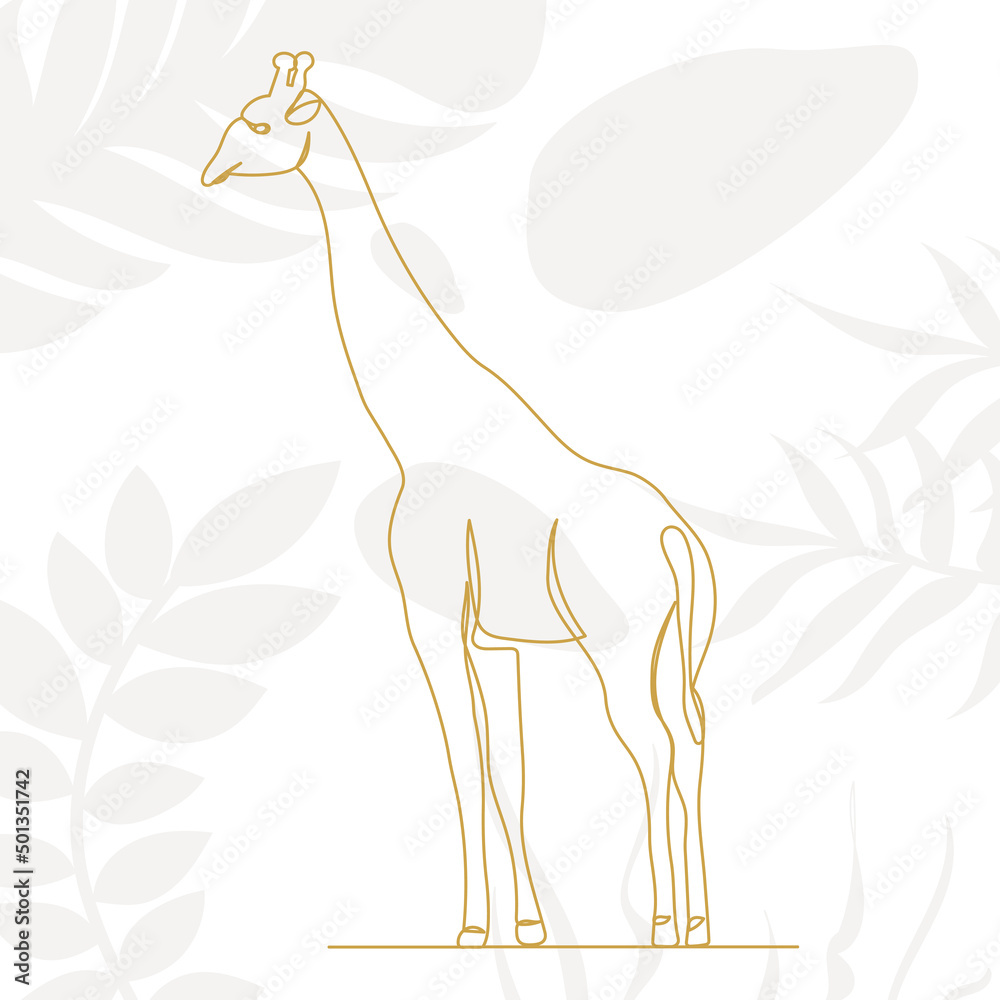 giraffe continuous line drawing, sketch, on abstract background vector ...
