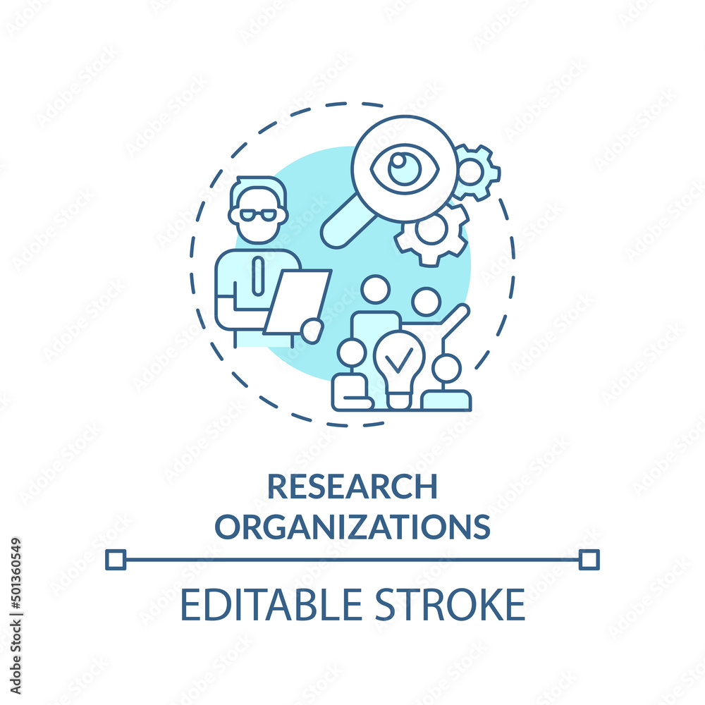 Research organizations turquoise concept icon. Social survey ...