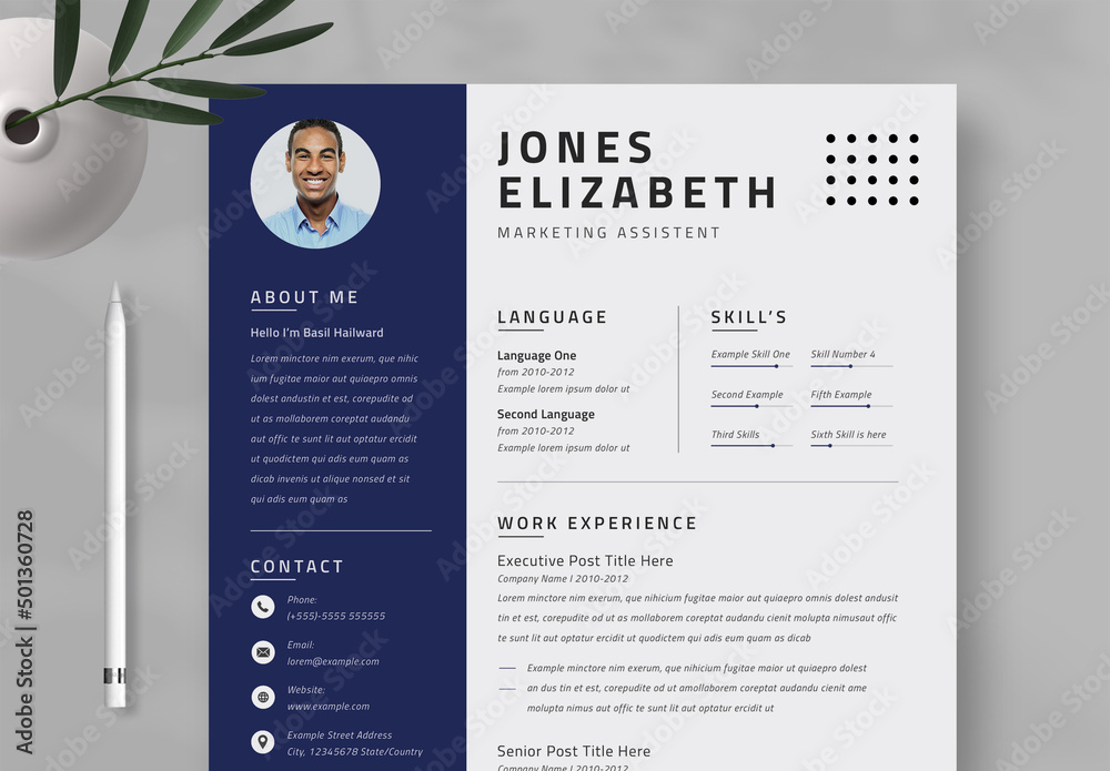 Resume Layout with Sidebar Stock Template | Adobe Stock