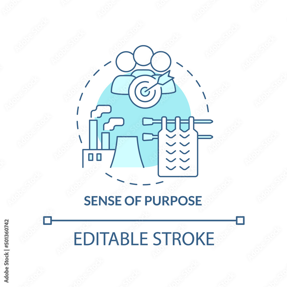 Sense of purpose turquoise concept icon. Social institutions function ...