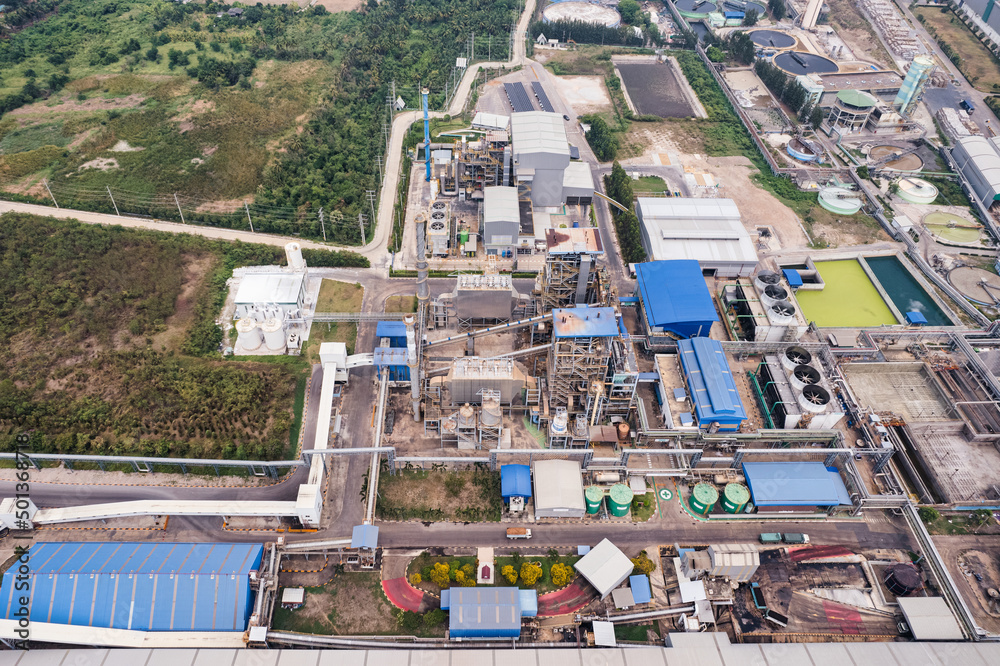 Aerial view of building infrastucture of industry power plant, smart ...