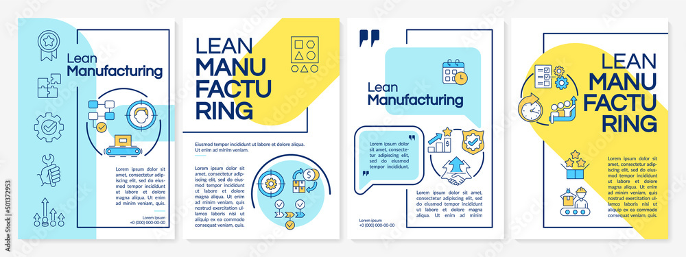 Lean manufacturing yellow and blue brochure template. Continuous ...