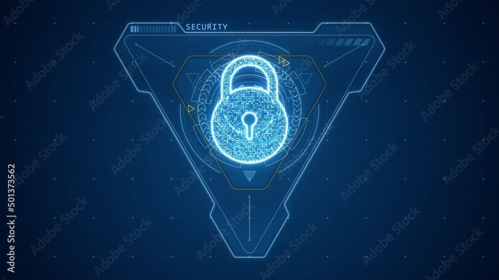 Motion graphic of Blue Security key with triangle and circle rotation ...