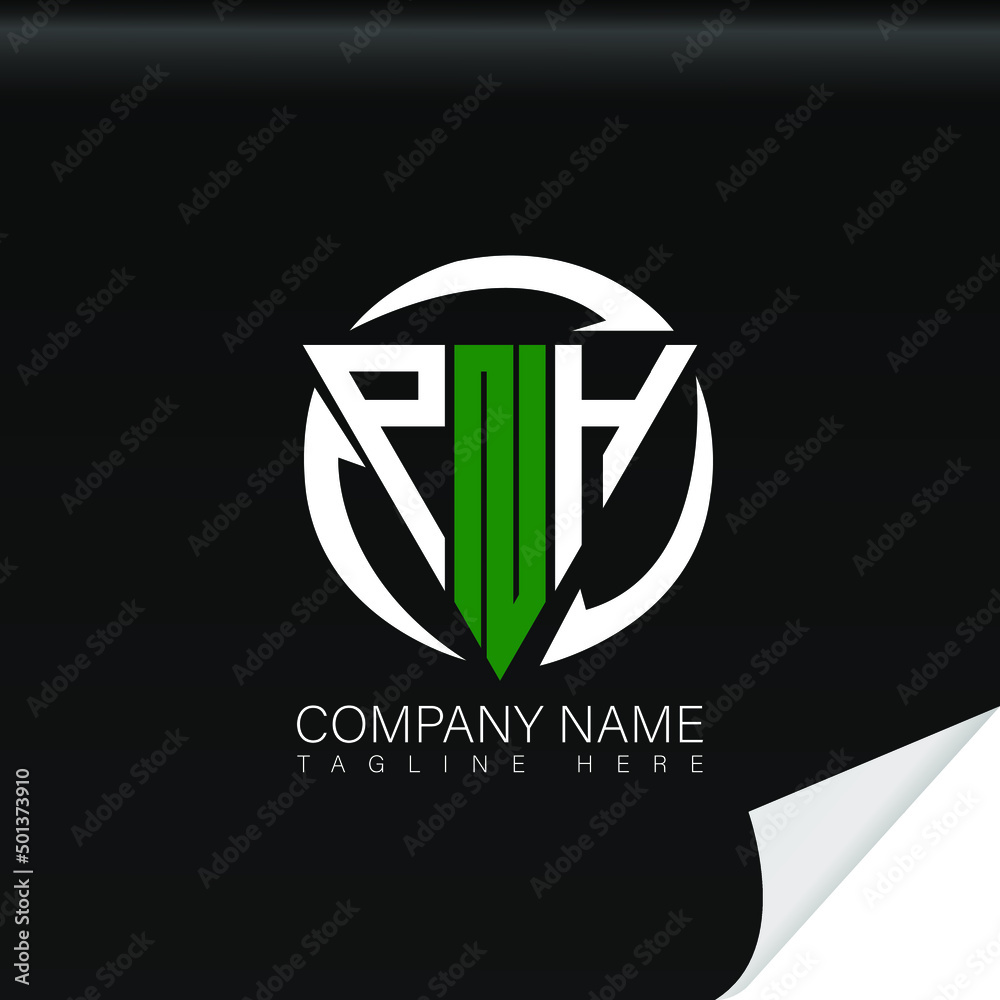 PNH letter logo design on black background.PNH creative initials letter ...