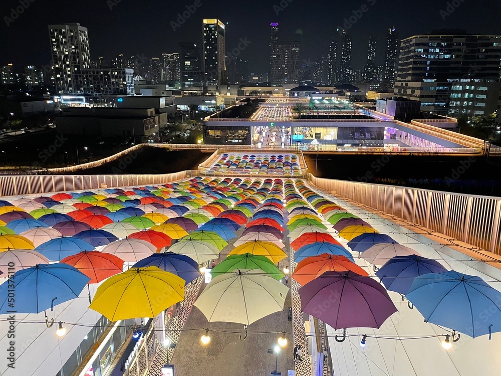 Incheon Songdo Triple Street Umbrella Sky Stock Photo | Adobe Stock