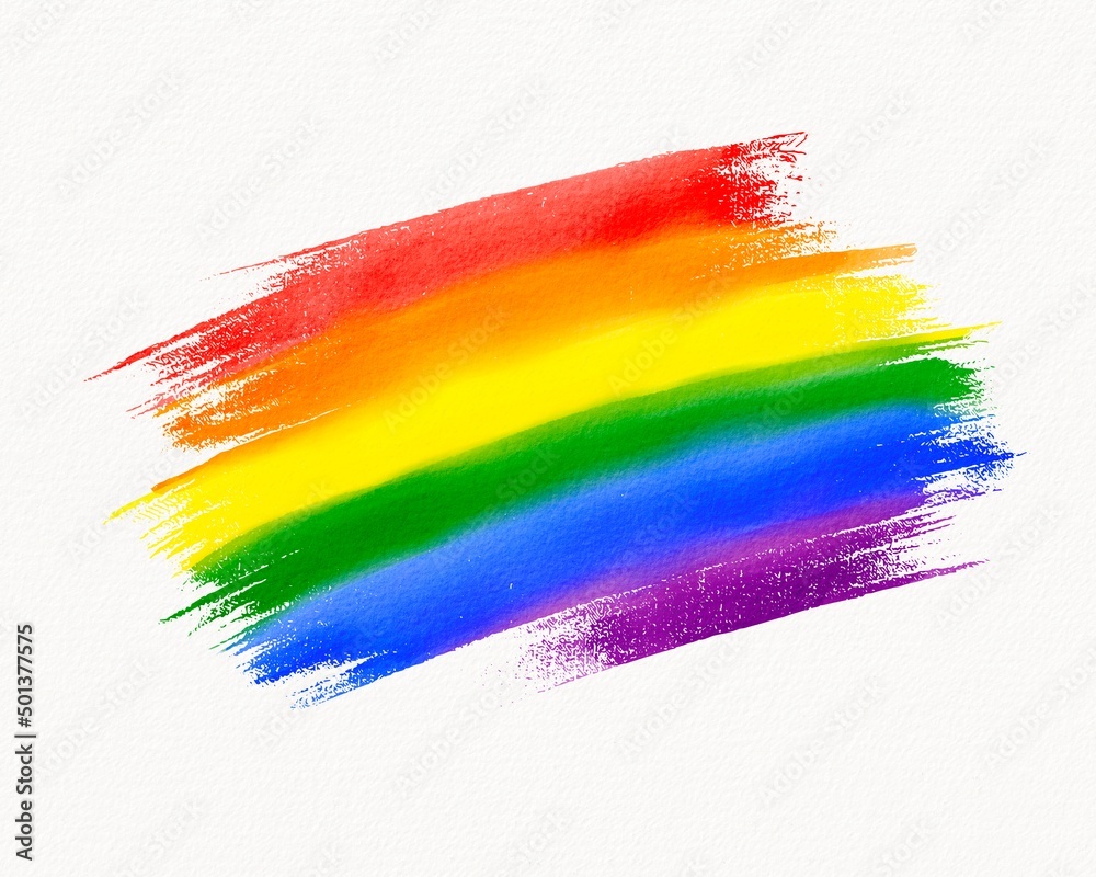 LGBT Pride month watercolor texture concept. Rainbow brush style ...