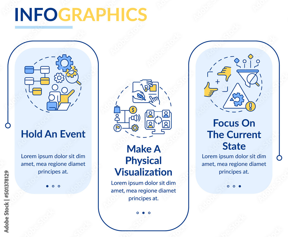Value stream mapping practices blue rectangle infographic template ...