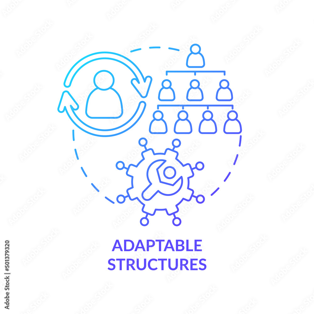 Adaptable structures blue gradient concept icon. Principle for managing ...