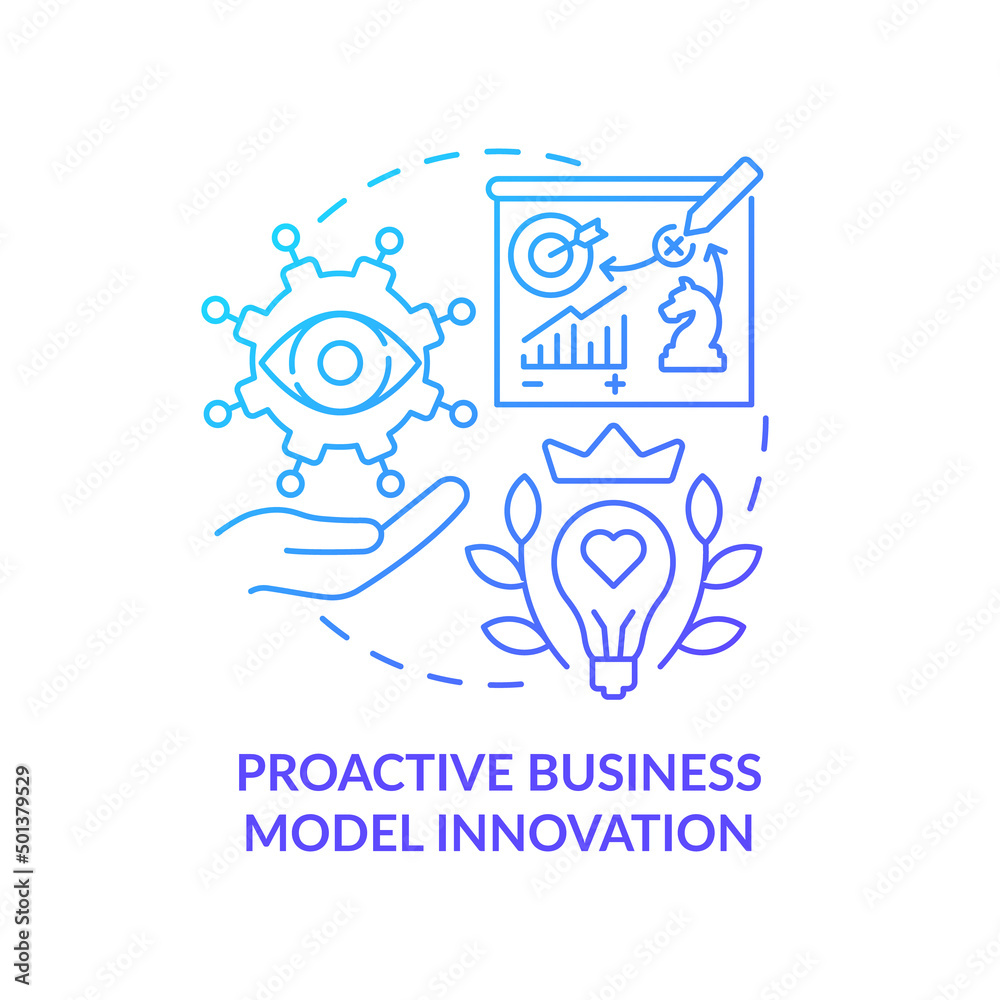 Proactive business model innovation blue gradient concept icon. Future ...