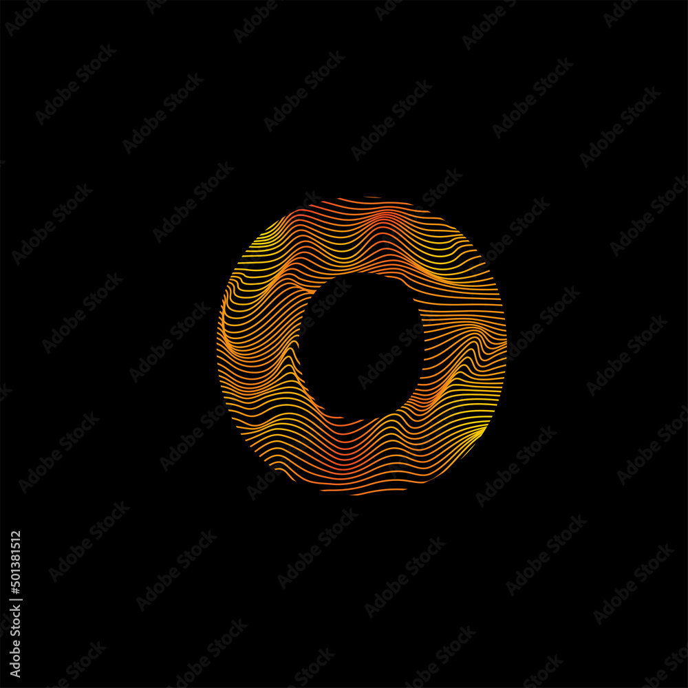 O letter wavy line. O letter with motion wave. Alphabet logo with ...