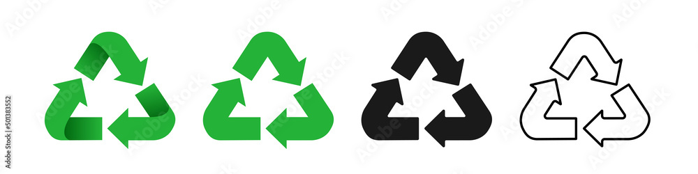 Recycling sign. Vector clipart. Set isolated on white background. Stock ...