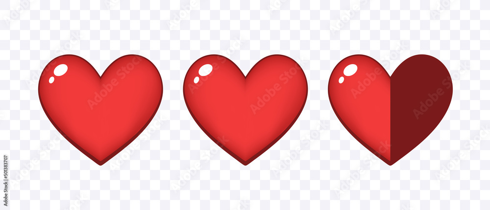 Three hearts. Design elements for video games. Vector clipart isolated ...