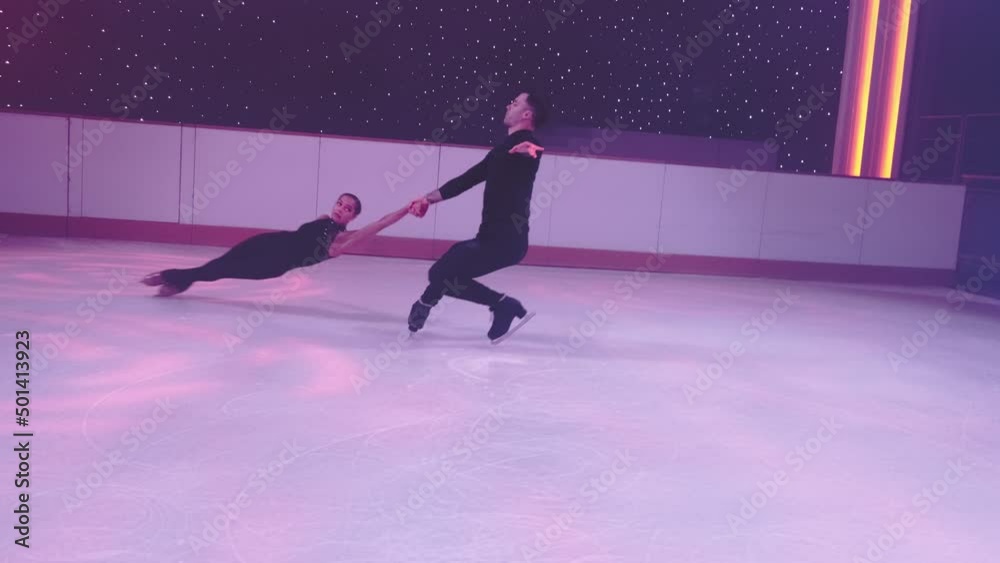 Pair of figure skaters rotate, go into death spiral,female partner ...