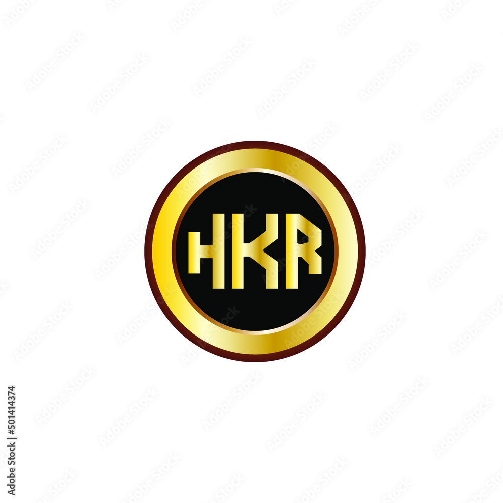 HKR letter circle logo design. HKR letter logo design with black ...
