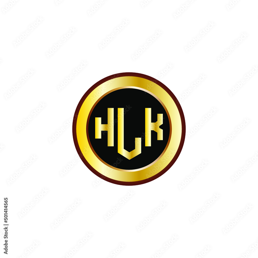 HLK letter circle logo design. HLK letter logo design with black ...