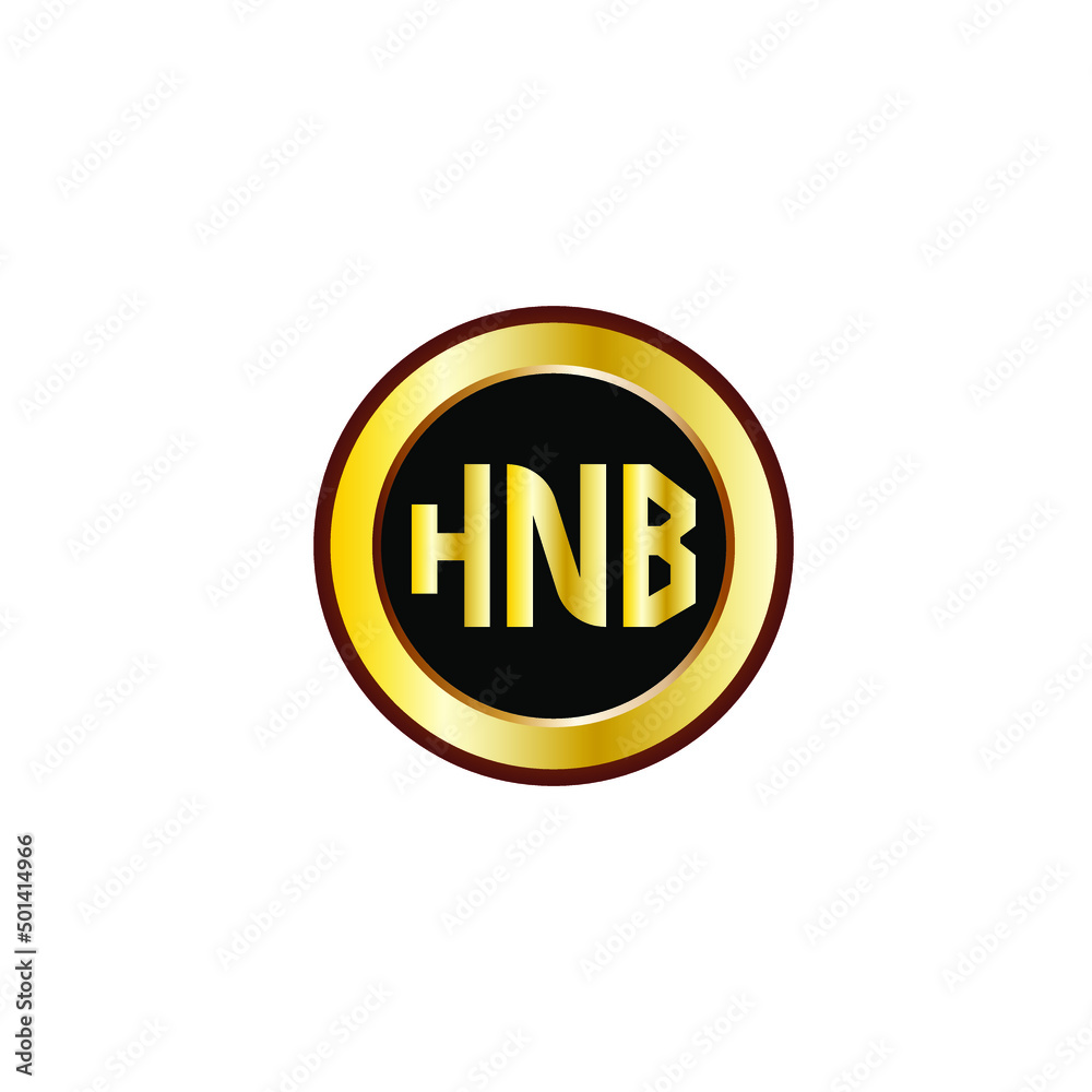 HNB letter circle logo design. HNB letter logo design with black background. HNB creative letter ...