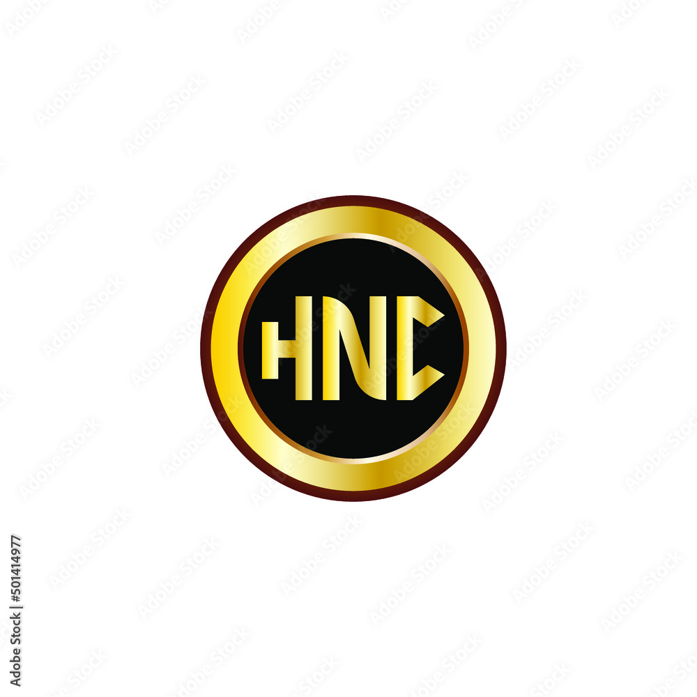 HNC letter circle logo design. HNC letter logo design with black ...