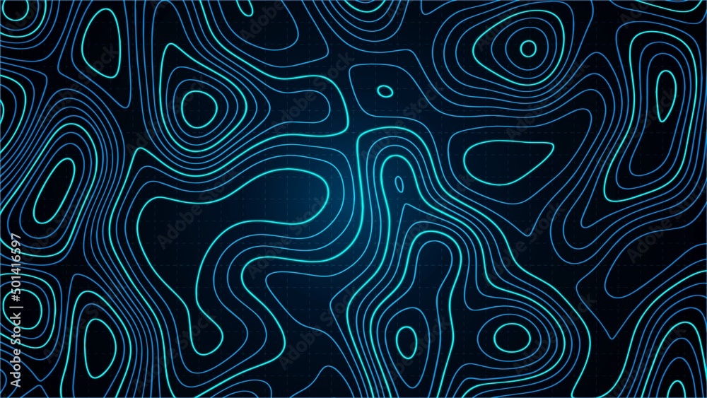 Vector neon background. Map design. Ornament glow chaotic circles on ...