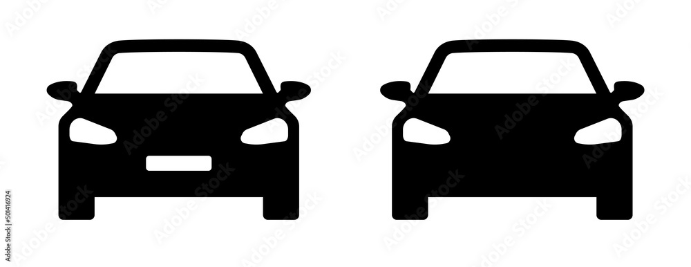Car icon frontal. Car symbols front view. Sedan car icon. Transport ...