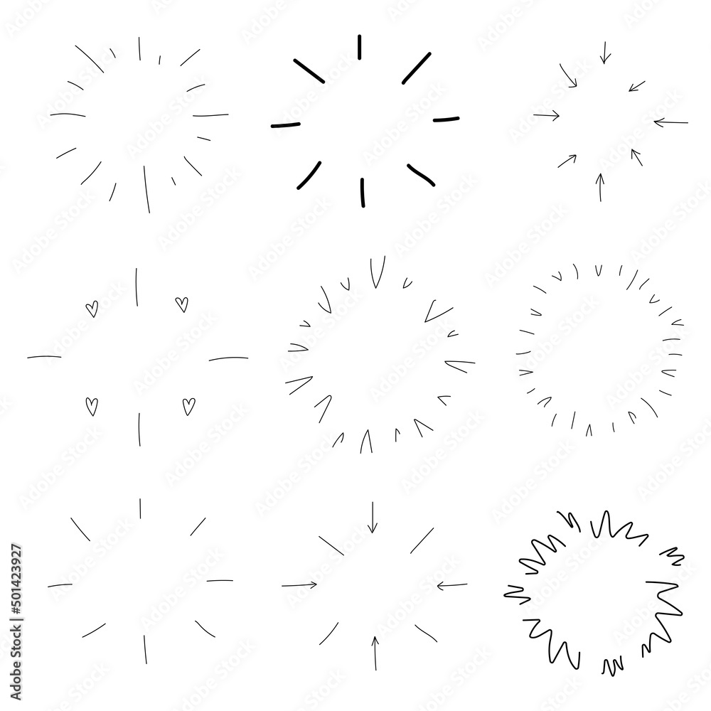 Set of simple highlighting frames in doodle style. Vector line art ...