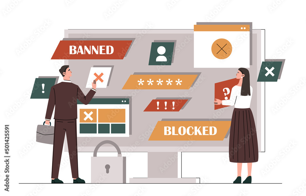 Hacker Cyber Attack concept. Young man and woman standing in front of ...