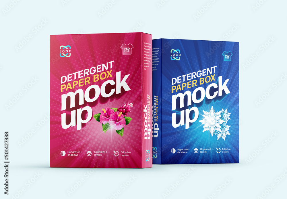 Detergent Box Packaging Mockup Stock Template | Adobe Stock