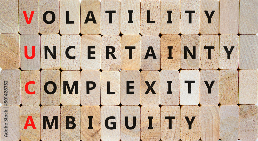 VUCA volatility uncertainty complexity ambiguity symbol. Concept words ...