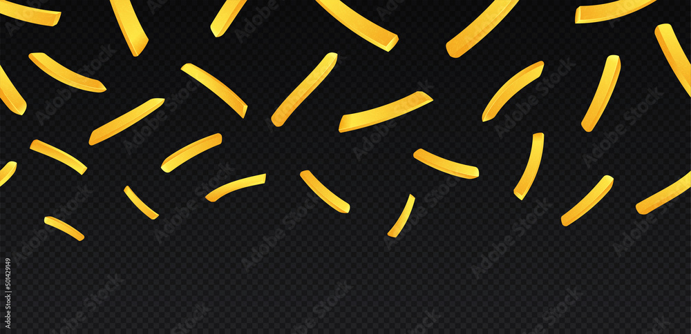 Falling French fries concept. Banner with falling fries and copy space ...