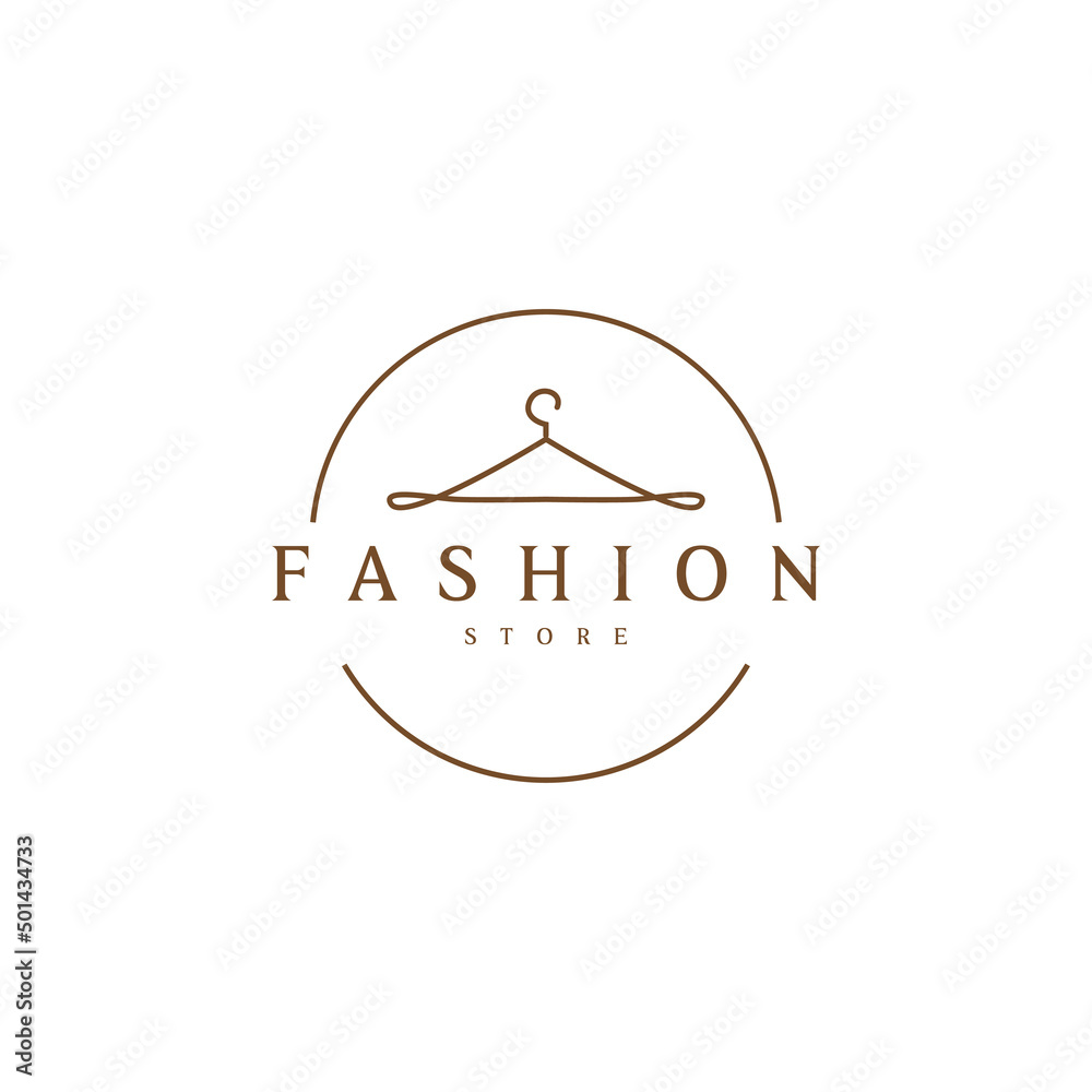 fashion store logo design with hanger Stock Vector | Adobe Stock