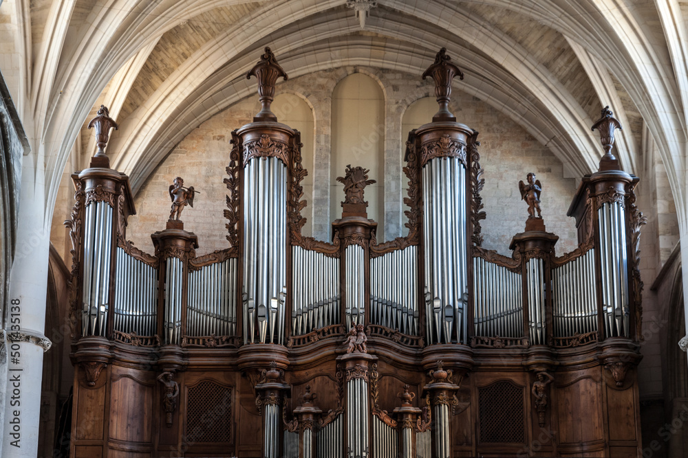 Pipe organ, also called grandes orgues, a medieval gothic monument ...