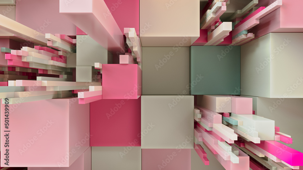 Multicolored 3D Block background. Tech Wallpaper with Pastel colors. 3D ...