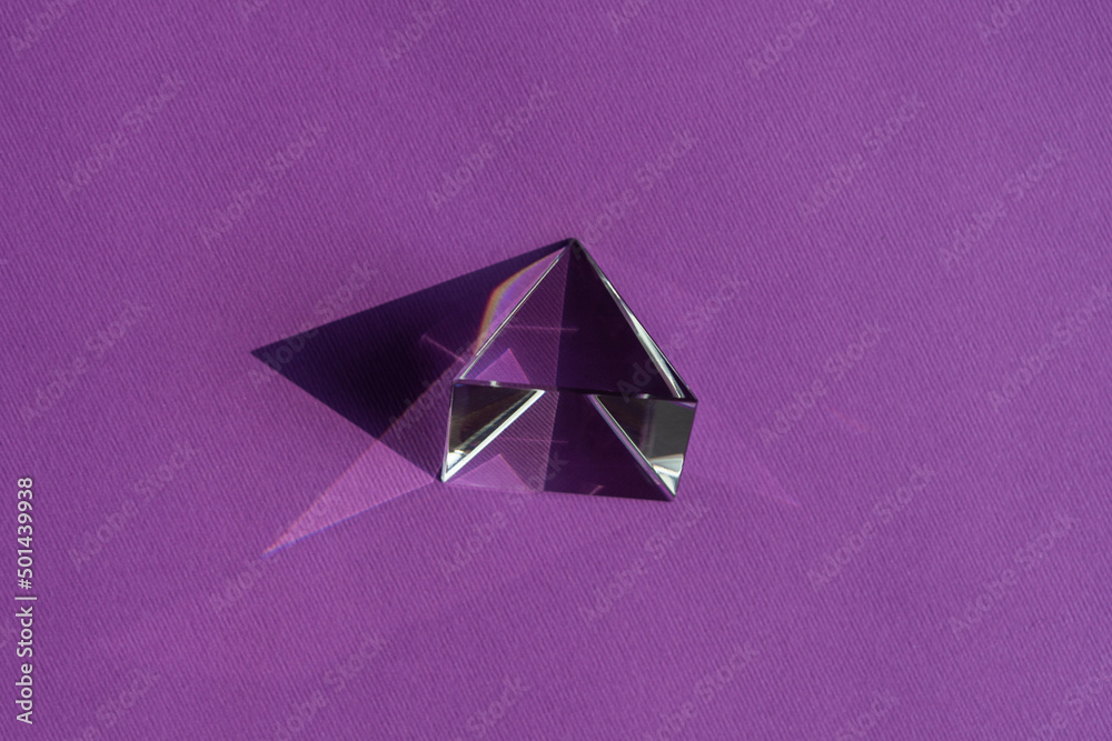 Crystal prism refracting light, magic crystals and pyramid, sphere and ...