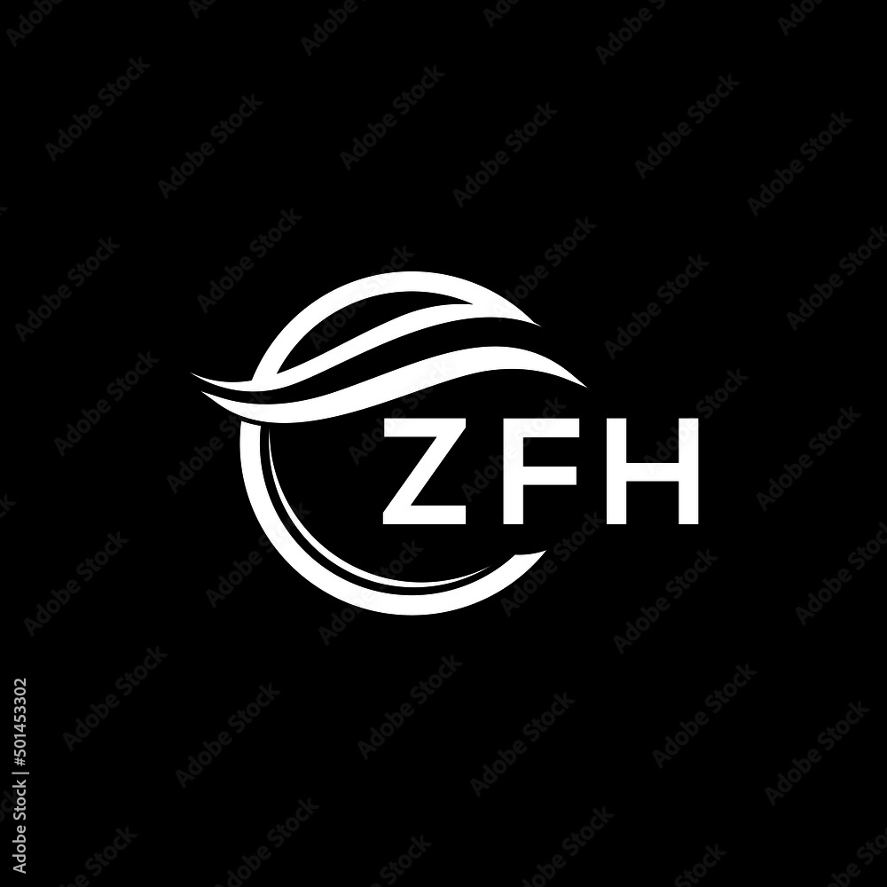 ZFH letter logo design on black background. ZFH creative initials ...