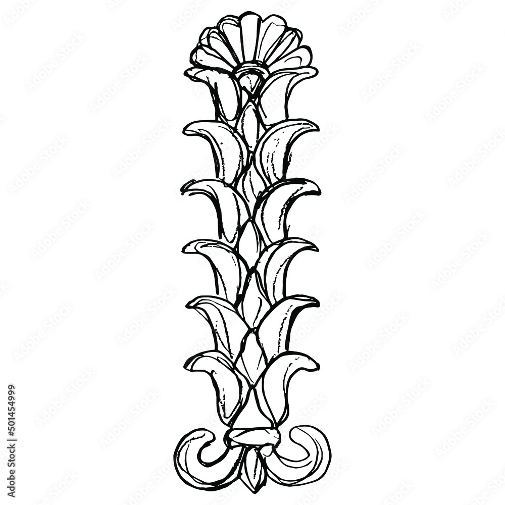 Persian Achaemenid floral motif. Stylized plant or cone. Vertical ...