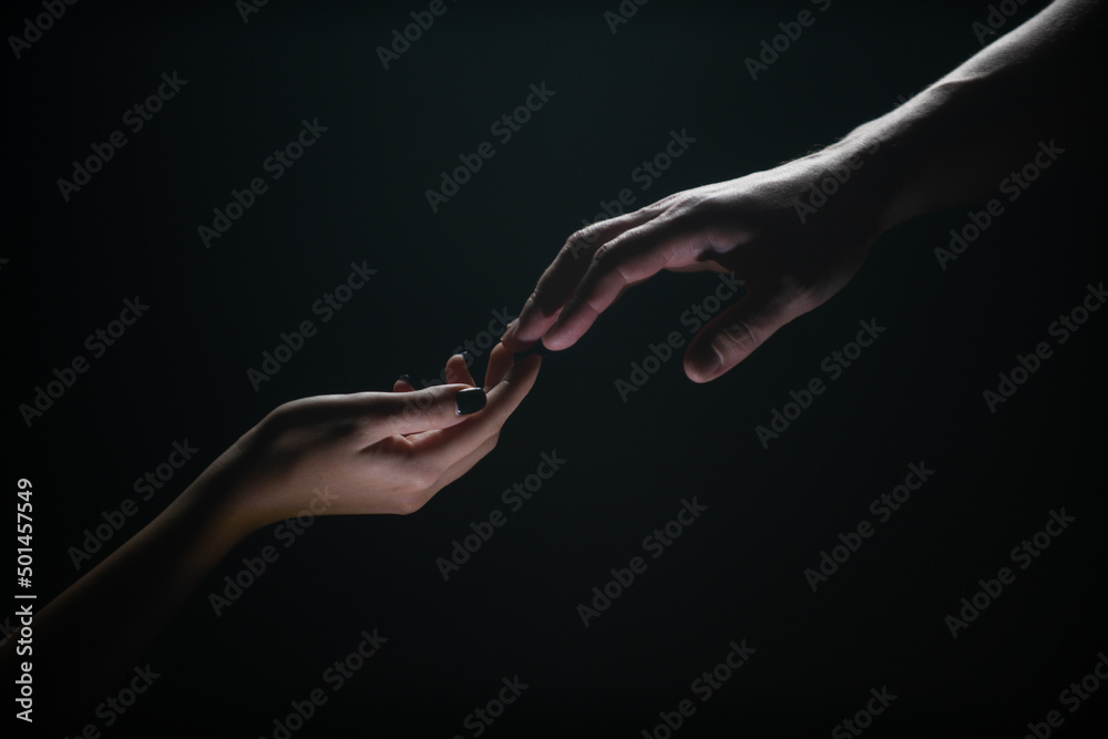 Hands at the time of rescue. Tenderness, tendet touch. Friends greeting ...