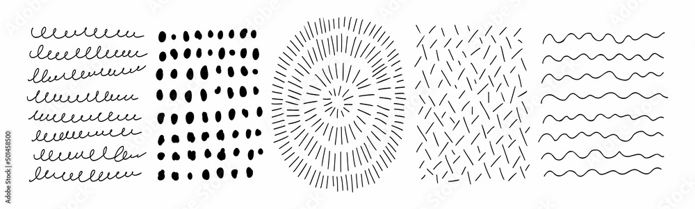 Hand drawn line texture set. Vector scribble, horizontal and wave ...
