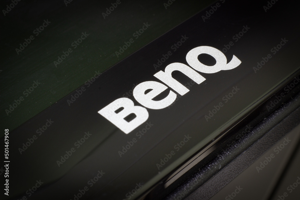 Sochi, Russia - April 21, 2022: Benq brand name text on a black plastic ...