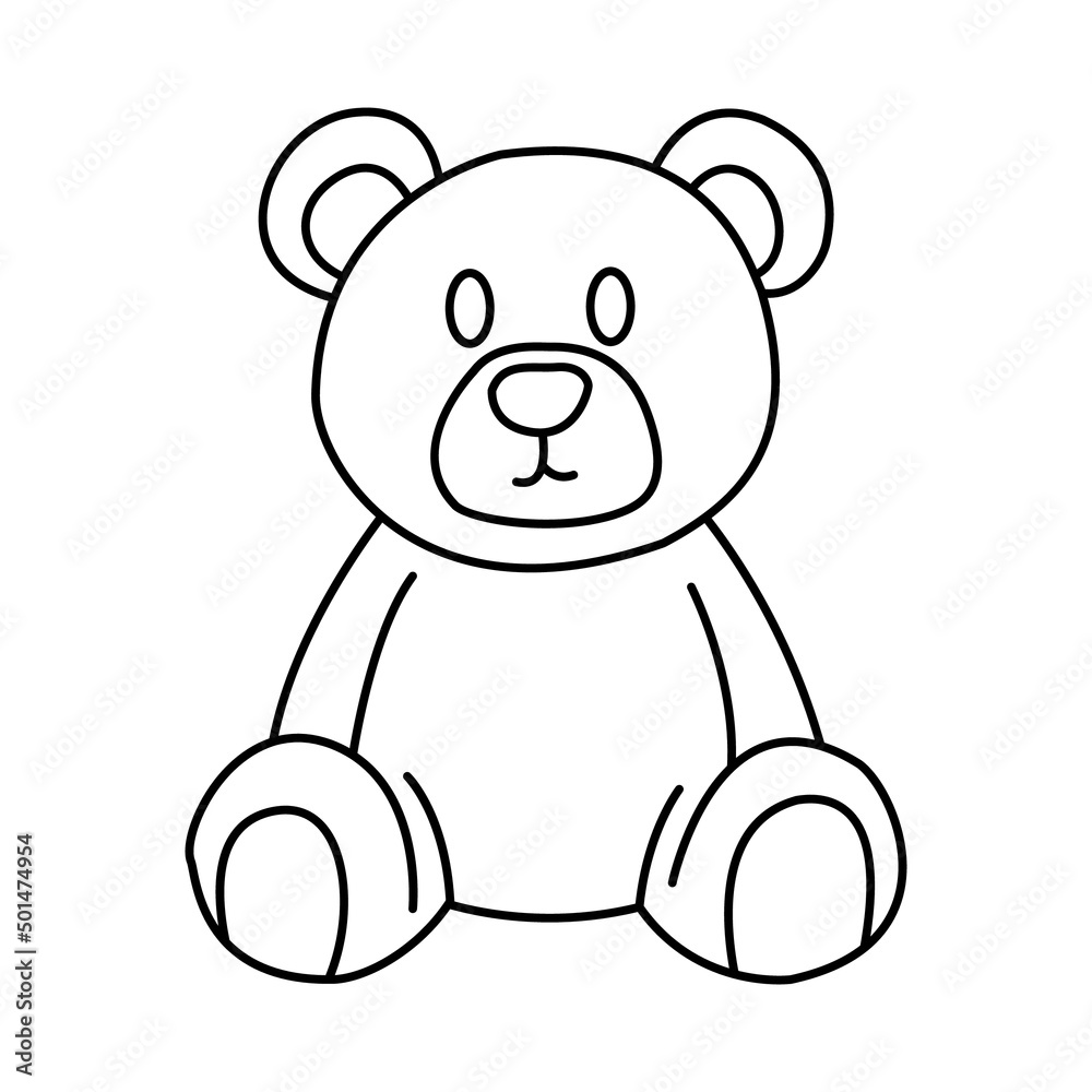Cartoon teddy bear vector outline Stock Vector | Adobe Stock