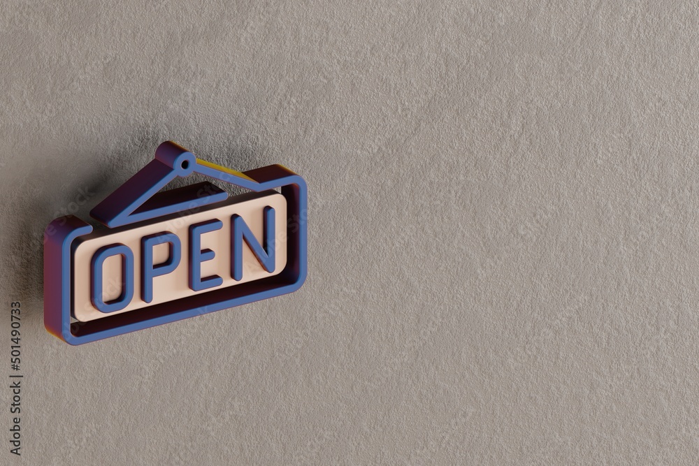 Beautiful abstract illustrations Blue and Golden Open Signboard symbol ...