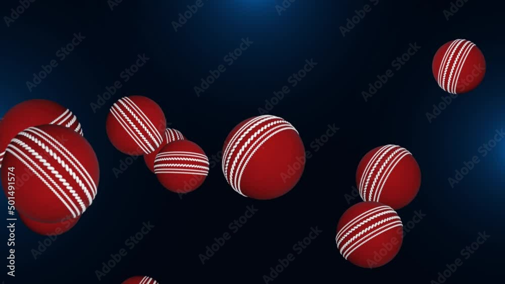 4K Loop Red cricket ball spinning in slow motion flying through the air ...